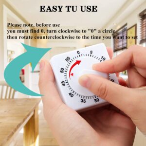 2 Pieces 60 Minute Kitchen Timer 1 Hour Visual Kitchen Clock Timer Mini Countdown Timer Loud Voice, Mechanical Timer for Kitchen, Homework, Exercise