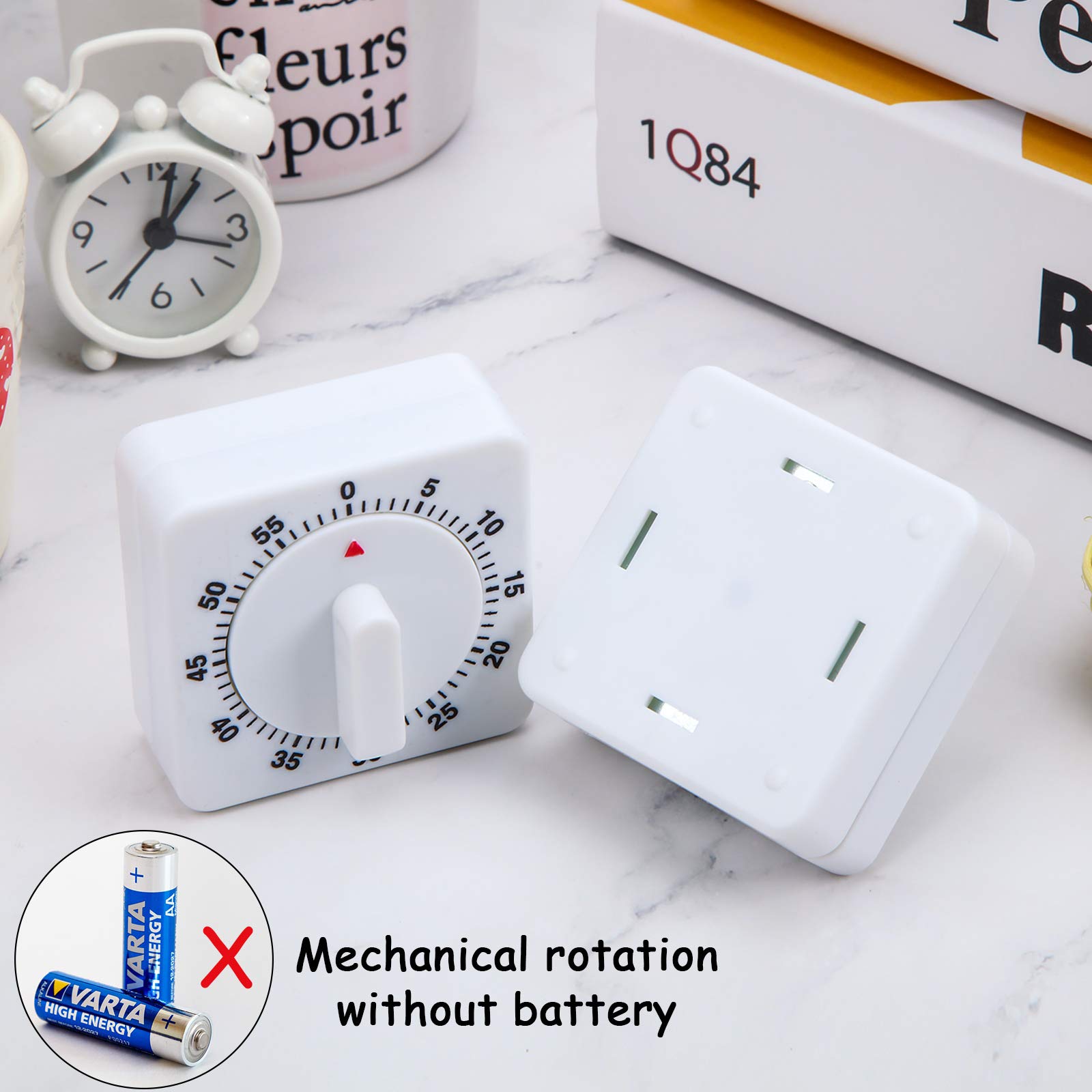 2 Pieces 60 Minute Kitchen Timer 1 Hour Visual Kitchen Clock Timer Mini Countdown Timer Loud Voice, Mechanical Timer for Kitchen, Homework, Exercise