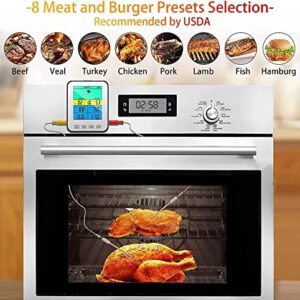 Meat Thermometer, Food Digital Grill Thermometer with Dual Probe and LCD Backlight and Timer Mode, Instant Read Smart BBQ Thermometer for Cooking Turkey Fish Beef