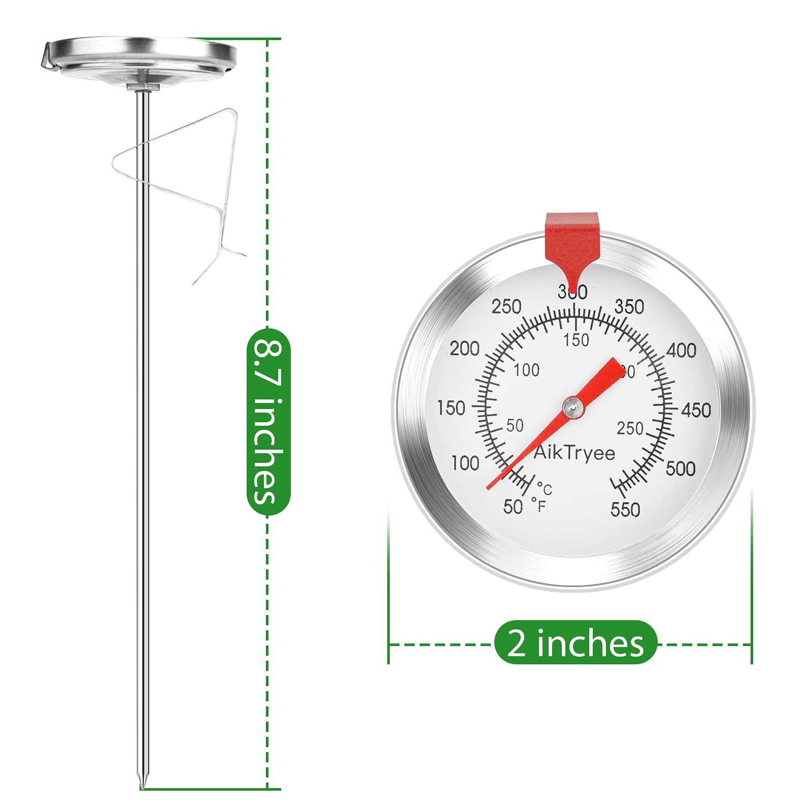 Instant Read Meat Thermometer Deep Fry Thermometer Oven Thermometer with Dial Thermometer（10-290℃/50-550℉） for Turkey BBQ Grill Oil by AikTryee