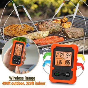 Grill Smoker BBQ Cooking Food Thermometer Oven Safe - Digital Wireless Meat Thermometer for Grilling Smoking with 4 Probes - Kitchen Deep Fry Oil Baking Liquids Steak Turkey Candy Thermometer