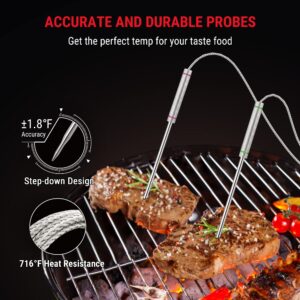 TempPro H29 Wireless Meat Thermometer with 4 Probes, 1000FT Smoker Thermometer for Grilling and Smoking, Meat Probe BBQ Thermometer for Oven and Grill