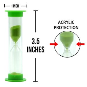 TeacherFav Sand Timer for Kids Set of 4 Small Colorful Hour Glass Acrylic Covered Clock 1Min 2Min 3Min 5Min for Classroom, Home & Kids Room