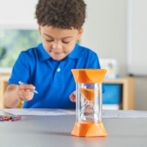 hand2mind Orange Jumbo Sand Timers, 5 Minute Sand Timer, Hourglass Sand Timer with Soft Rubber End Caps Offers Quiet Pausing, Classroom Sand Timers for Kids, Teeth Brushing and Game Timer (Set of 1)