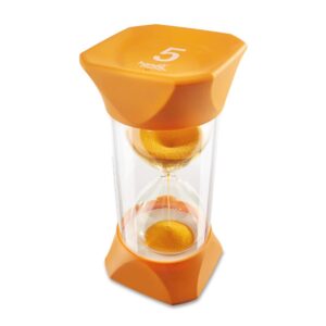 hand2mind Orange Jumbo Sand Timers, 5 Minute Sand Timer, Hourglass Sand Timer with Soft Rubber End Caps Offers Quiet Pausing, Classroom Sand Timers for Kids, Teeth Brushing and Game Timer (Set of 1)