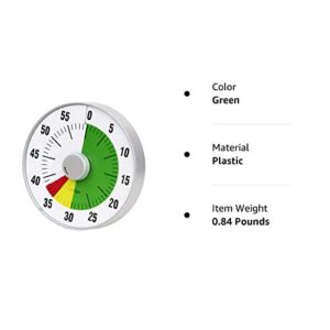 Lavigo Kitchen Timer, Countdown Visual Analog Timer, Quiet Counting, Low Loud and Mute Alarm for Teachers Classroom, Kids, Adults Kitchen, Office, Gym (Green) LT21-TC 7.5 inches