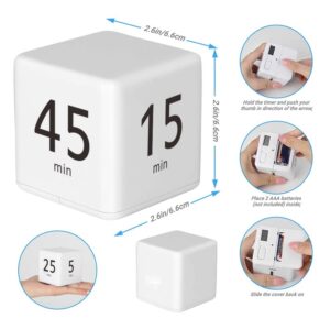 Cube Timer, Kitchen Gravity Sensor Flip Digital Timer for Time Management and Countdown Settings,15-25-5-45 Minutes Timer for Kids-Yyzyqlp