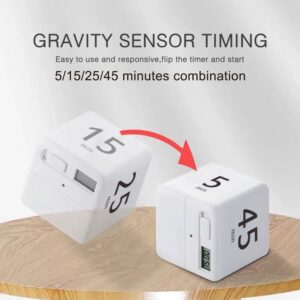 Cube Timer, Kitchen Gravity Sensor Flip Digital Timer for Time Management and Countdown Settings,15-25-5-45 Minutes Timer for Kids-Yyzyqlp