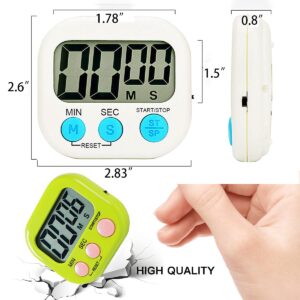 Kitchen Timer Digital Timer for Teachers Kids Cooking with Magnetic + ON/Off Switch + Count Up Countdown, Stopwatch Timer Stand/Hook, Cooking Timer with Simple Operation, 2 Pack