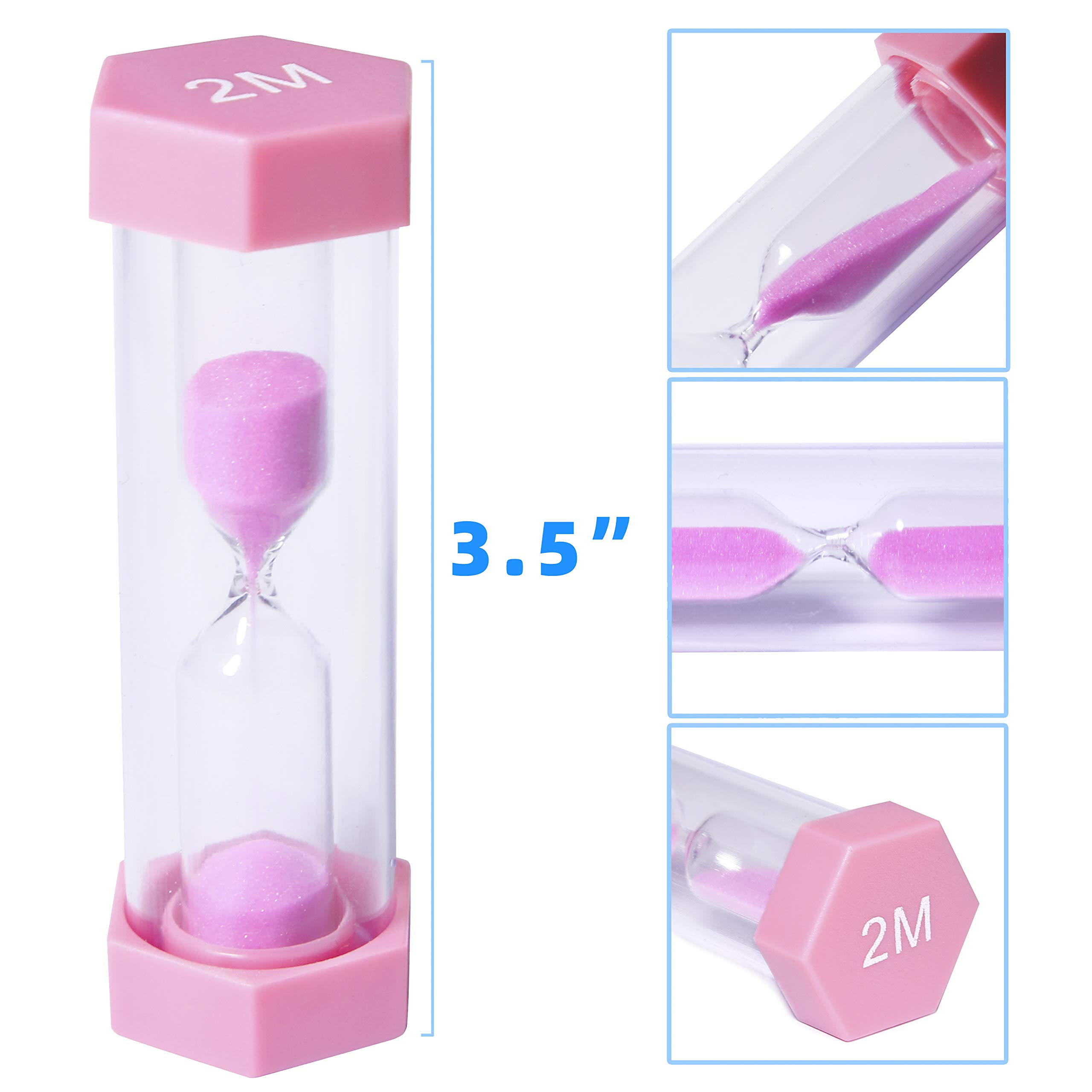 PROLOSO 6 Pcs Colorful Sand Timers Set Platic Sandglass Hourglass Sand Clock Timer 30sec/ 1min/ 2mins/ 3 Minutes/ 5 Minute/ 10mins for Kids Games Classroom Home Office Kitchen