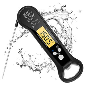 joyhill meat thermometer digital for cooking, instant read meat thermometer with foldable probe, backlight, calibration, magnet, waterproof probe food thermometer for bbq, grill, deep frying, kitchen