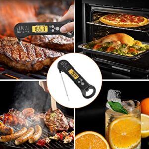 JOYHILL Meat Thermometer Digital for Cooking, Instant Read Meat Thermometer with Foldable Probe, Backlight, Calibration, Magnet, Waterproof Probe Food Thermometer for BBQ, Grill, Deep Frying, Kitchen