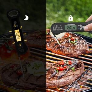 JOYHILL Meat Thermometer Digital for Cooking, Instant Read Meat Thermometer with Foldable Probe, Backlight, Calibration, Magnet, Waterproof Probe Food Thermometer for BBQ, Grill, Deep Frying, Kitchen