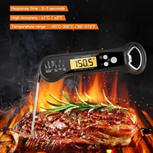 JOYHILL Meat Thermometer Digital for Cooking, Instant Read Meat Thermometer with Foldable Probe, Backlight, Calibration, Magnet, Waterproof Probe Food Thermometer for BBQ, Grill, Deep Frying, Kitchen