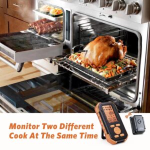 Smart Meat Thermometer | Wireless Food Thermometer | 195ft Wireless Remote | with 2 Pcs Meat Probe, Digital Cooking Thermometer | for The Oven, Grill, Kitchen, BBQ, Smoker, Rotisserie