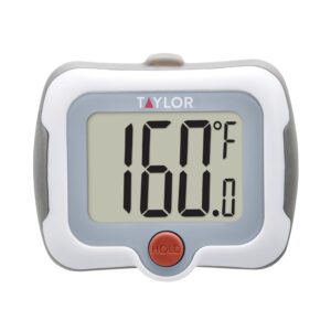 Taylor Pivoting Head Instant Read Digital Meat Food Grill BBQ Cooking Kitchen Thermometer with Protective Sleeve, Gray