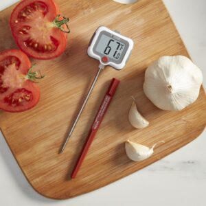 Taylor Pivoting Head Instant Read Digital Meat Food Grill BBQ Cooking Kitchen Thermometer with Protective Sleeve, Gray