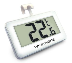 wrenwane digital refrigerator freezer room thermometer, no frills simple operation, white