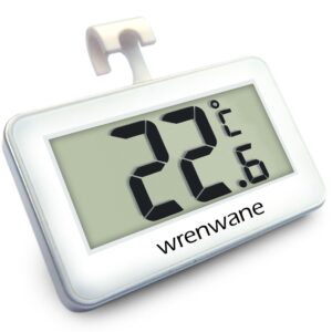 Wrenwane Digital Refrigerator Freezer Room Thermometer, No Frills Simple Operation, White