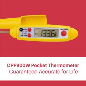 Cooper-Atkins DPP800W MAX Digital Thermometer with Long Probe, Long Probe Thermometer (Waterproof Thermometer, Auto Shutoff, Temperature Memory),Yellow