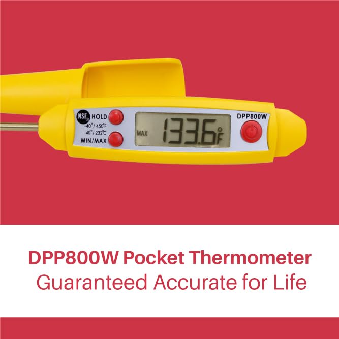 Cooper-Atkins DPP800W MAX Digital Thermometer with Long Probe, Long Probe Thermometer (Waterproof Thermometer, Auto Shutoff, Temperature Memory),Yellow