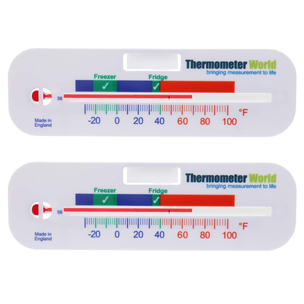 Twin Pack Refrigerator Thermometer 2 Pack for Fridge Freezer Chiller Cooler Temperature Gauge