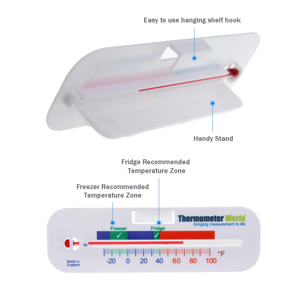 Twin Pack Refrigerator Thermometer 2 Pack for Fridge Freezer Chiller Cooler Temperature Gauge