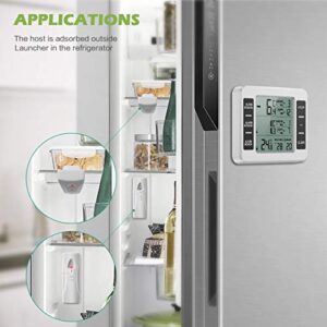 KeeKit Refrigerator Thermometer, Indoor Outdoor Thermometer with 2 Sensors, Wireless Digital Freezer Thermometer with Audible Alarm Temperature Gauge, Min/Max Record for Home, Kitchen – White