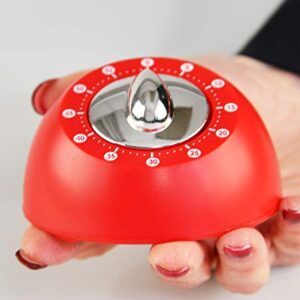 HOME-X Retro Kitchen Timer, Manual, Mechanical Wind-Up Cooking Timer-60 Minute Kitchen Timer-Countdown Timer-Vintage Red Timer– 3.25”D