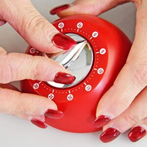 HOME-X Retro Kitchen Timer, Manual, Mechanical Wind-Up Cooking Timer-60 Minute Kitchen Timer-Countdown Timer-Vintage Red Timer– 3.25”D