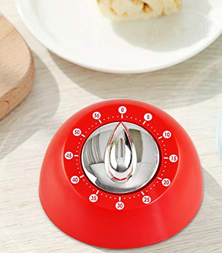 HOME-X Retro Kitchen Timer, Manual, Mechanical Wind-Up Cooking Timer-60 Minute Kitchen Timer-Countdown Timer-Vintage Red Timer– 3.25”D