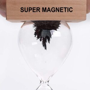 YLTIMER Magnetic Hourglass Sand Timer 1 Minute: Large Sand Clock with Black Magnet Iron Powder & Wood Base, Sand Watch 1 Min, Hand-Blown Hour Glass Sandglass for Office Desk Home Decor