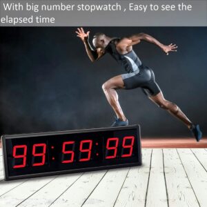 LED Digital Countdown Wall Clock Fitness Timer Stopwatch for Gym (2.3inch Digital High)