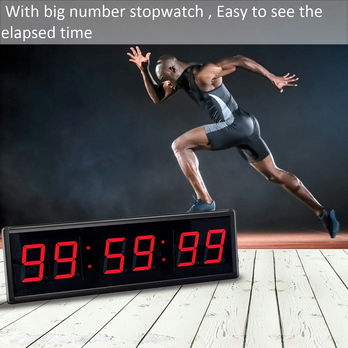 LED Digital Countdown Wall Clock Fitness Timer Stopwatch for Gym (2.3inch Digital High)