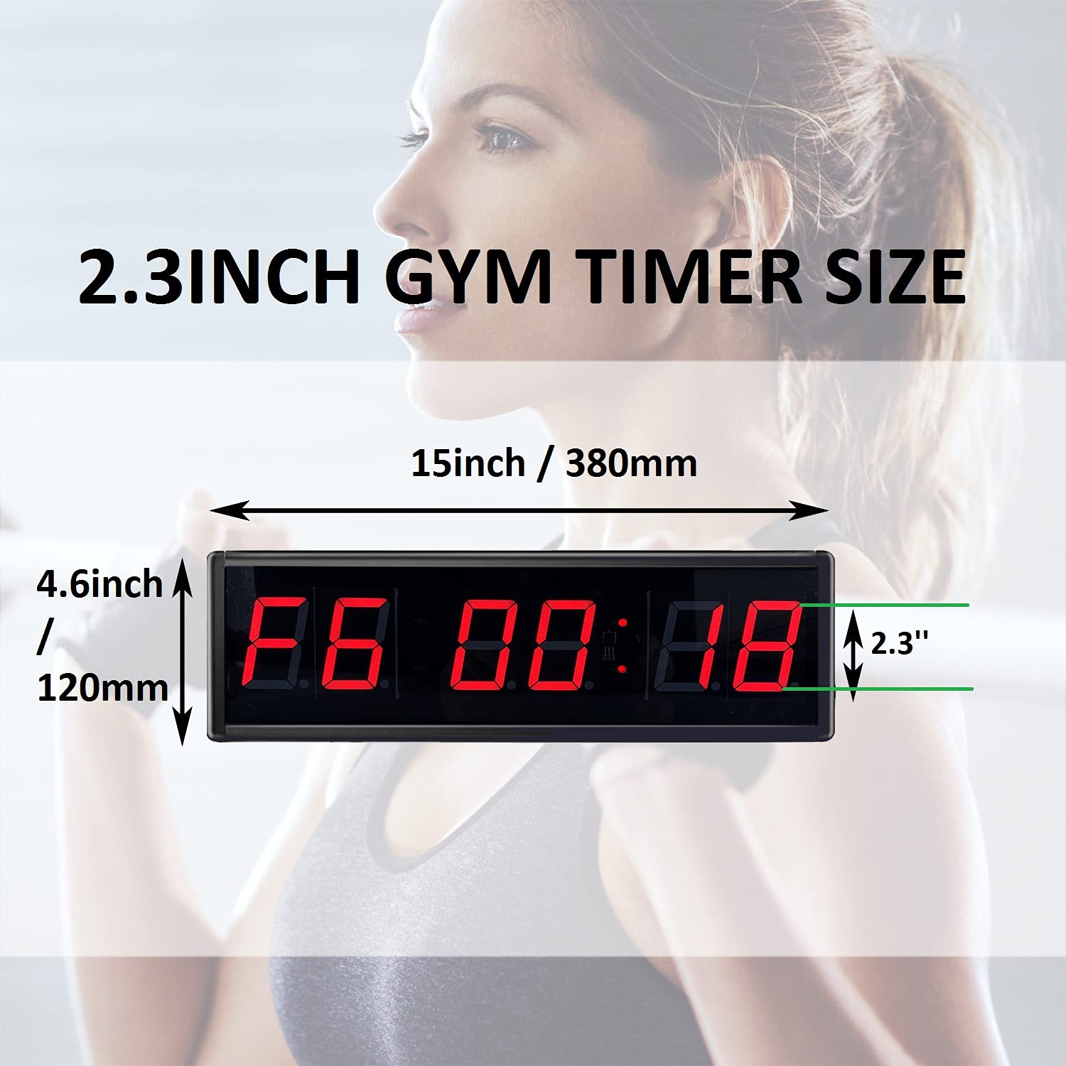 LED Digital Countdown Wall Clock Fitness Timer Stopwatch for Gym (2.3inch Digital High)