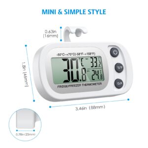 AMIR Fridge Thermometer Digital, Newest Refrigerator Thermometer 2 Pack, Mini Freezer Thermometer with Hook, LCD Display, ℃/℉ Switch + Max/Min Record, for Kitchen, Home, Restaurants