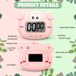 8 Pieces Cute Animal Kitchen Timer Cartoon Digital Kitchen Timer Countdown Timer Decorative Magnetic Timer Visual Cute Cooking Timer with on and Off Switches for Kitchen Classroom, 8 Styles