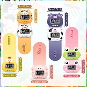 8 Pieces Cute Animal Kitchen Timer Cartoon Digital Kitchen Timer Countdown Timer Decorative Magnetic Timer Visual Cute Cooking Timer with on and Off Switches for Kitchen Classroom, 8 Styles