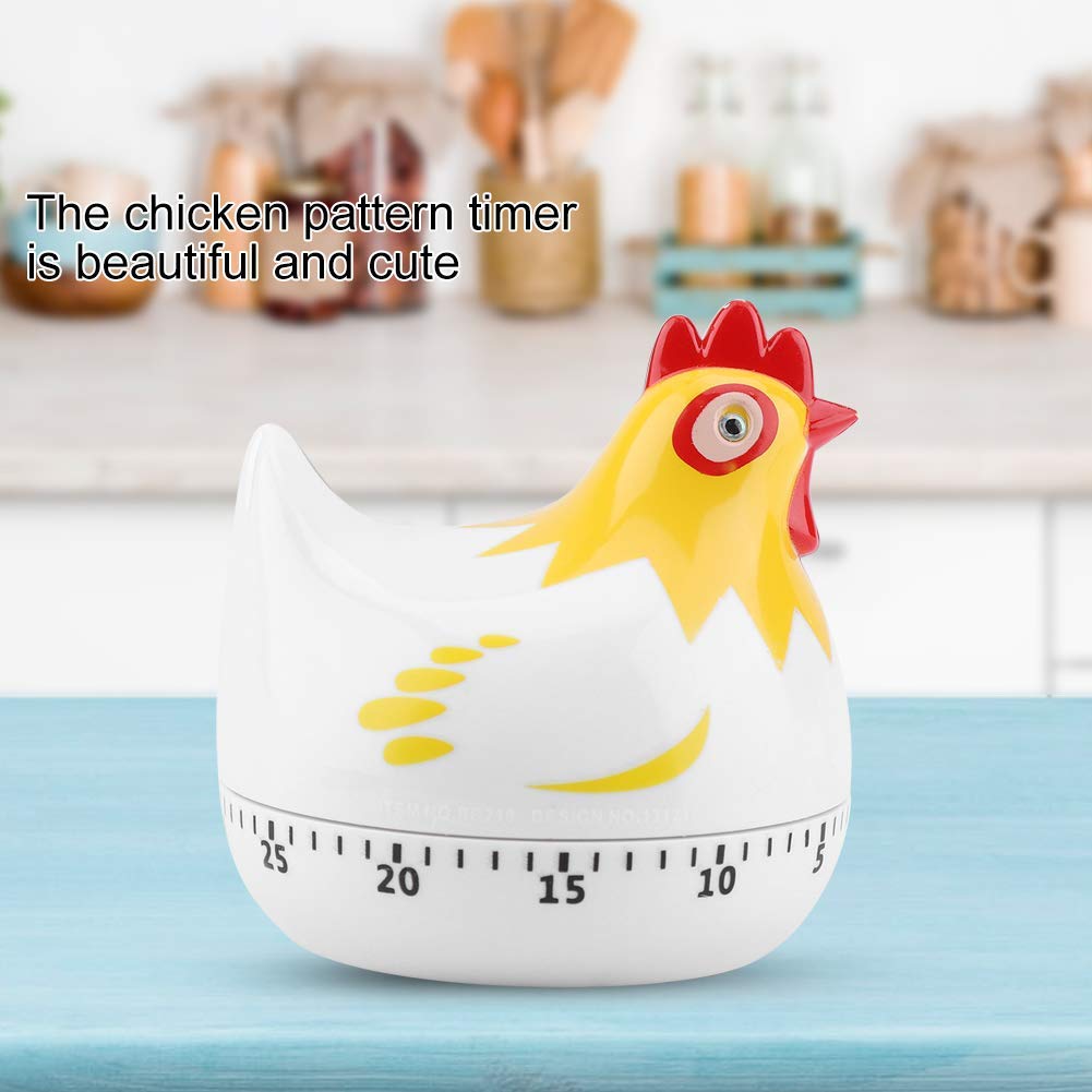 Chicken Timer Cute Cartoon Kitchen Timer Cooking Timer Reminder Countdown Baking Timer for Cooking Baking(White)