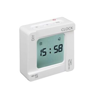 kadams square rotating timer for pomodoro, shake to start, battery operated timer with alarm and backlight for time management, visual timer for kids, kitchen, bathroom, workout, classroom, and office