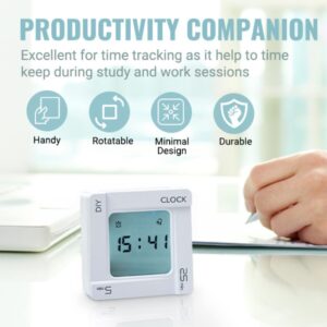 Kadams Square Rotating Timer for Pomodoro, Shake to Start, Battery operated Timer with Alarm and Backlight for Time Management, Visual Timer for Kids, Kitchen, Bathroom, Workout, Classroom, and Office