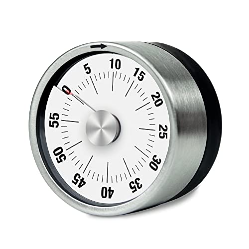 Mechanical 60-Minute Kitchen Timer with Stainless Steel Face and Magnetic Back, Visual Timer for Kids, Toddlers, Teachers, Time Management Tool for Study, Cooking, Baking