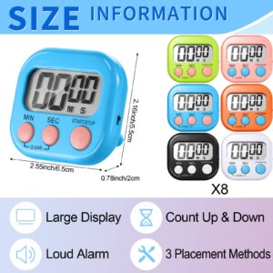 Macarrie 48 Pcs Digital Kitchen Timer Bulk Small Magnetic Backing Stand Timer Clock Loud Alarm LCD Display Electronic Minute Second Count up Countdown Timer for Teacher Classroom Cooking Baking