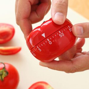 Cute Tomato Shape Kitchen Timer Kitchen Craft Mechanical Wind Up 60 Minutes Timer 360 Degree Rotating Timer Kitchen Cooking Timer Red