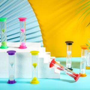 24 Pcs Sand Timer Kids Timer Hourglass Acrylic Covered Hourglass Sand Clock Small Sand Watch Hour Glass Toothbrush Timer for School Classroom Learning (Multicolor, 2 Min)