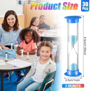 24 Pcs Sand Timer Kids Timer Hourglass Acrylic Covered Hourglass Sand Clock Small Sand Watch Hour Glass Toothbrush Timer for School Classroom Learning (Multicolor, 2 Min)