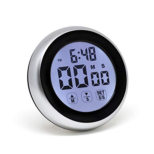 mooas LED Digital Cooking Timer TC2 (Black), Kitchen Timer, Stop Watch, Timer with Backlight Touch Screen Magnetic Back Alarm Clock