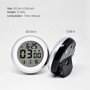 mooas LED Digital Cooking Timer TC2 (Black), Kitchen Timer, Stop Watch, Timer with Backlight Touch Screen Magnetic Back Alarm Clock