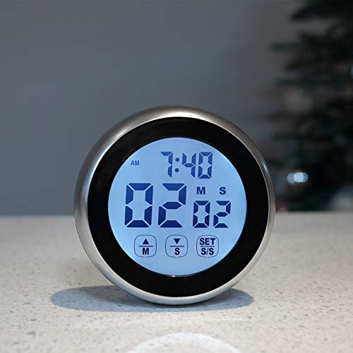 mooas LED Digital Cooking Timer TC2 (Black), Kitchen Timer, Stop Watch, Timer with Backlight Touch Screen Magnetic Back Alarm Clock