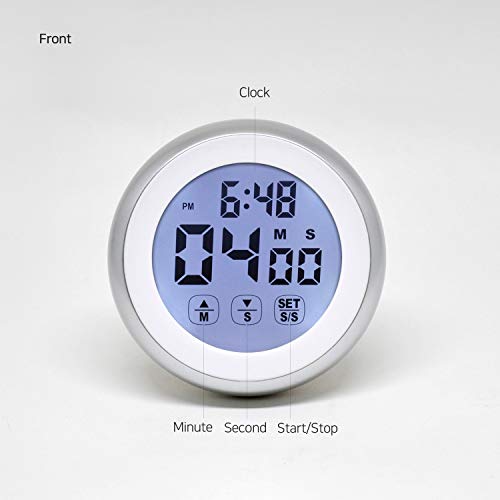 mooas LED Digital Cooking Timer TC2 (Black), Kitchen Timer, Stop Watch, Timer with Backlight Touch Screen Magnetic Back Alarm Clock